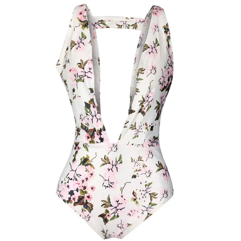 2017 New Pattern One Piece Bodysuits For Women Vintage Beach Push Up
