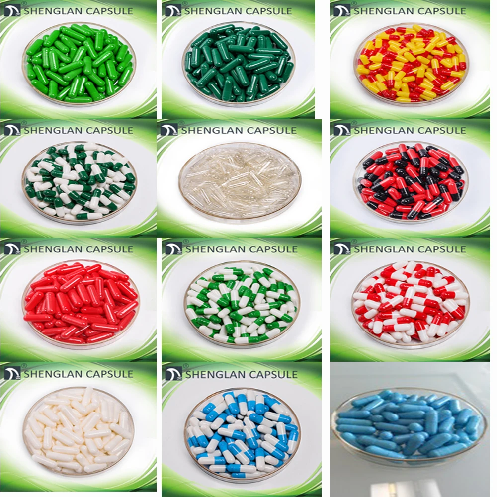 100pcs/pack Size 0# Empty Gelatin Capsules Red Clear White Green Red ...