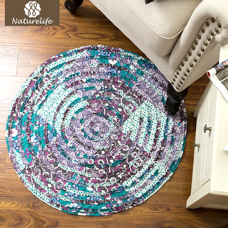 Naturelife Luxury Round Area Rug Rusitc Vintage Indoor Flower Handmade ...