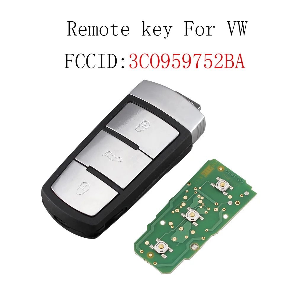 3Buttons Smart Remote Key Keyless Fob For VW VOLKSWAGEN PASSAT CC ...
