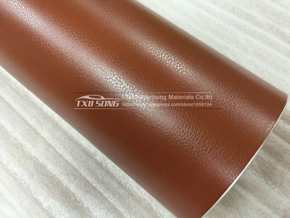 Brown Leather Grain Texture Vinyl Car Wrap Sticker Decal Film Sheet ...