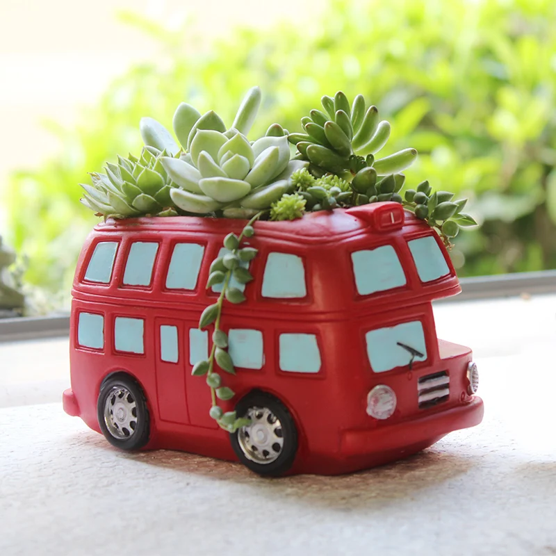 2020 Zakka Creative Flowerpot Retro Cars Planter Resin Garden Succulent ...