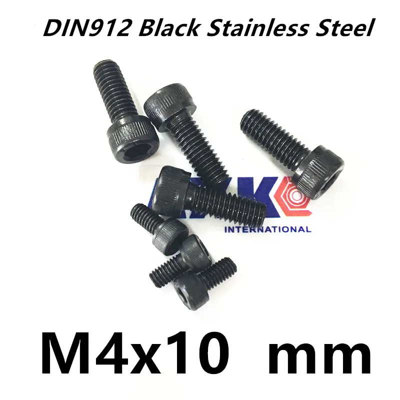 Free Shipping 50pcs/Lot Metric Thread DIN912 M4x10 mm M4*10 mm Black ...