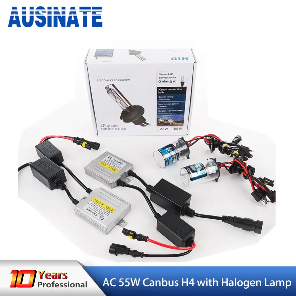 HID xenon lights kit H4 with halogen lamp 55W Canbus slim ballast kit ...
