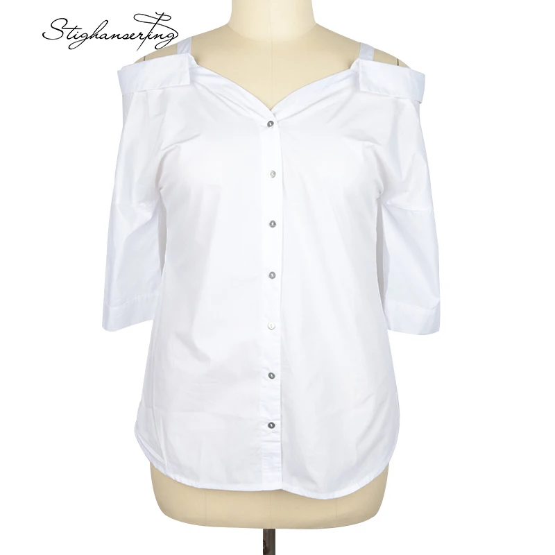 StighansertingPlus Size Cold Shoulder Three Quarter Button Down Shirt ...