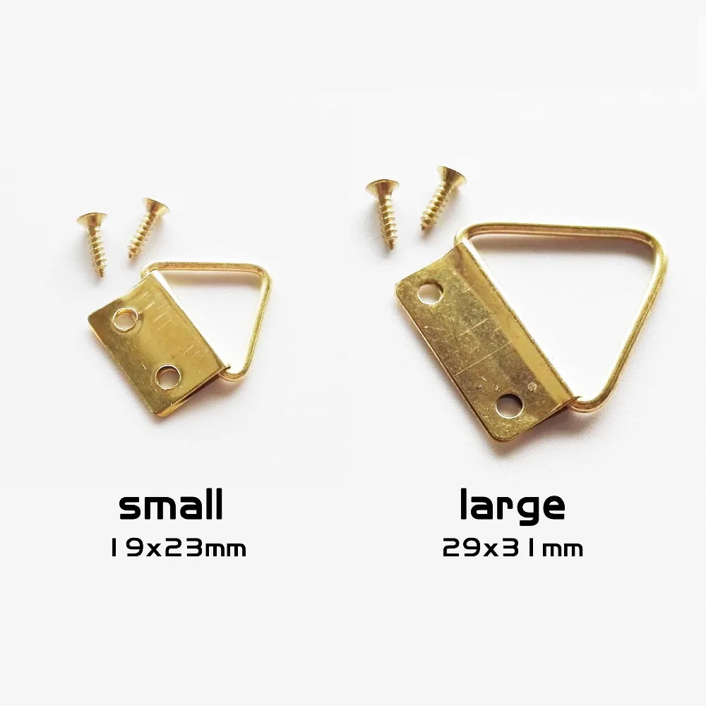 50pcs-Golden-Double-Hole-Triangle-D-Ring-Hanging-Picture-Photo-Oil ...