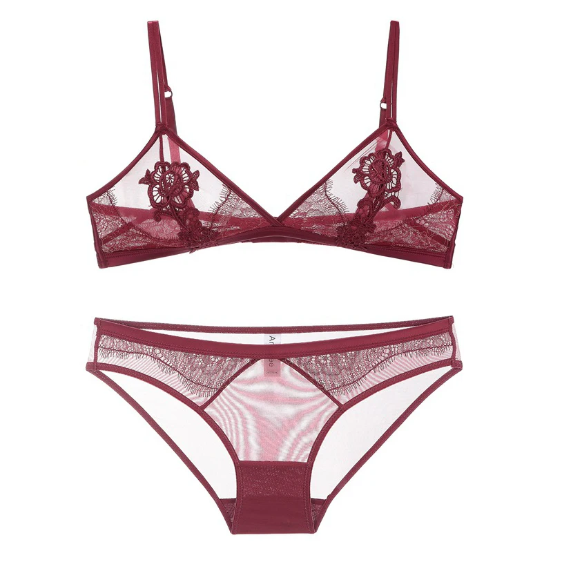5 Colors Ultrathin Floral Embroidery Sexy Women Underwear Wireless Lace