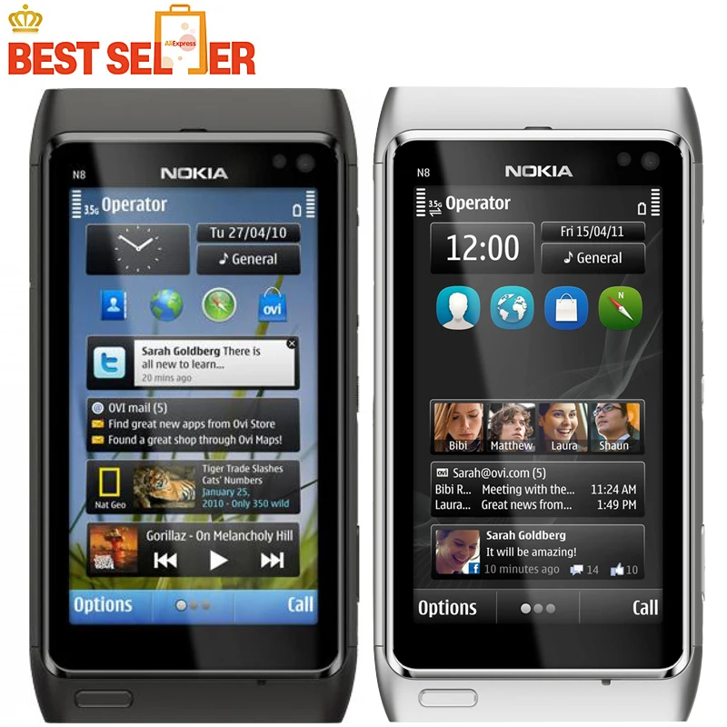 N8 Original Nokia N8 Mobile Phone 3.5" Touch screen 3G GPS WIFI Camera ...