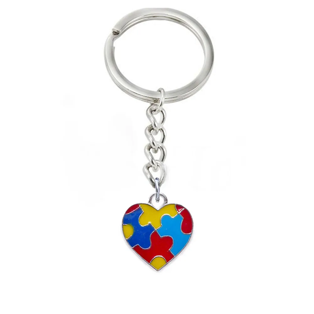 DOUBLE-NOSE-Fashion-Enamel-Colors-Heart-Autism-Puzzle-Pieces-Jigsaw-Key ...