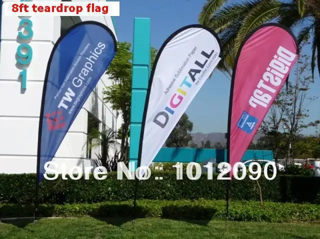 8ft Tall Teardrop Flag Banner with Custom Printed Flag Fast Turn ...