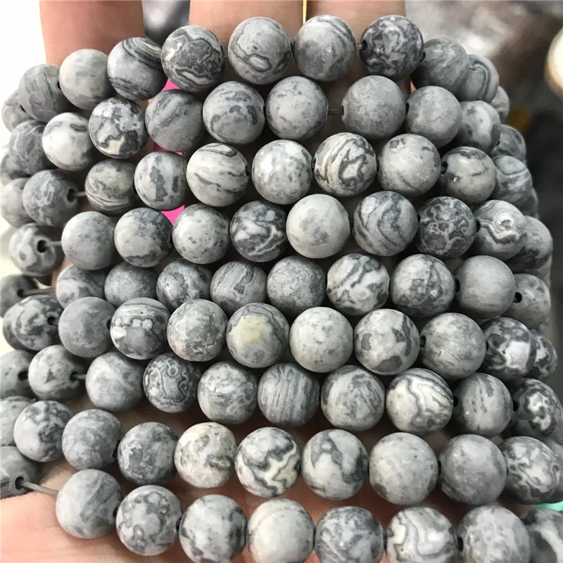 Natural Stone Beads Dull Polish Map Stone Loose Matte Picasso Gemstone ...