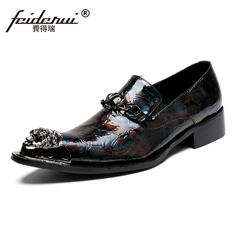 Plus Size Luxury Rhinestone Man Wedding Party Loafers Patent Leather ...