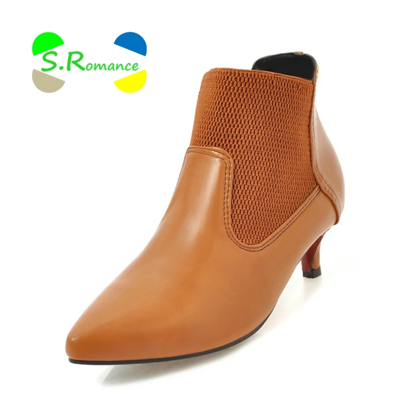 S Romance Women Ankle Boots Woman Shoes Size 34 43 2018 Elastic Band