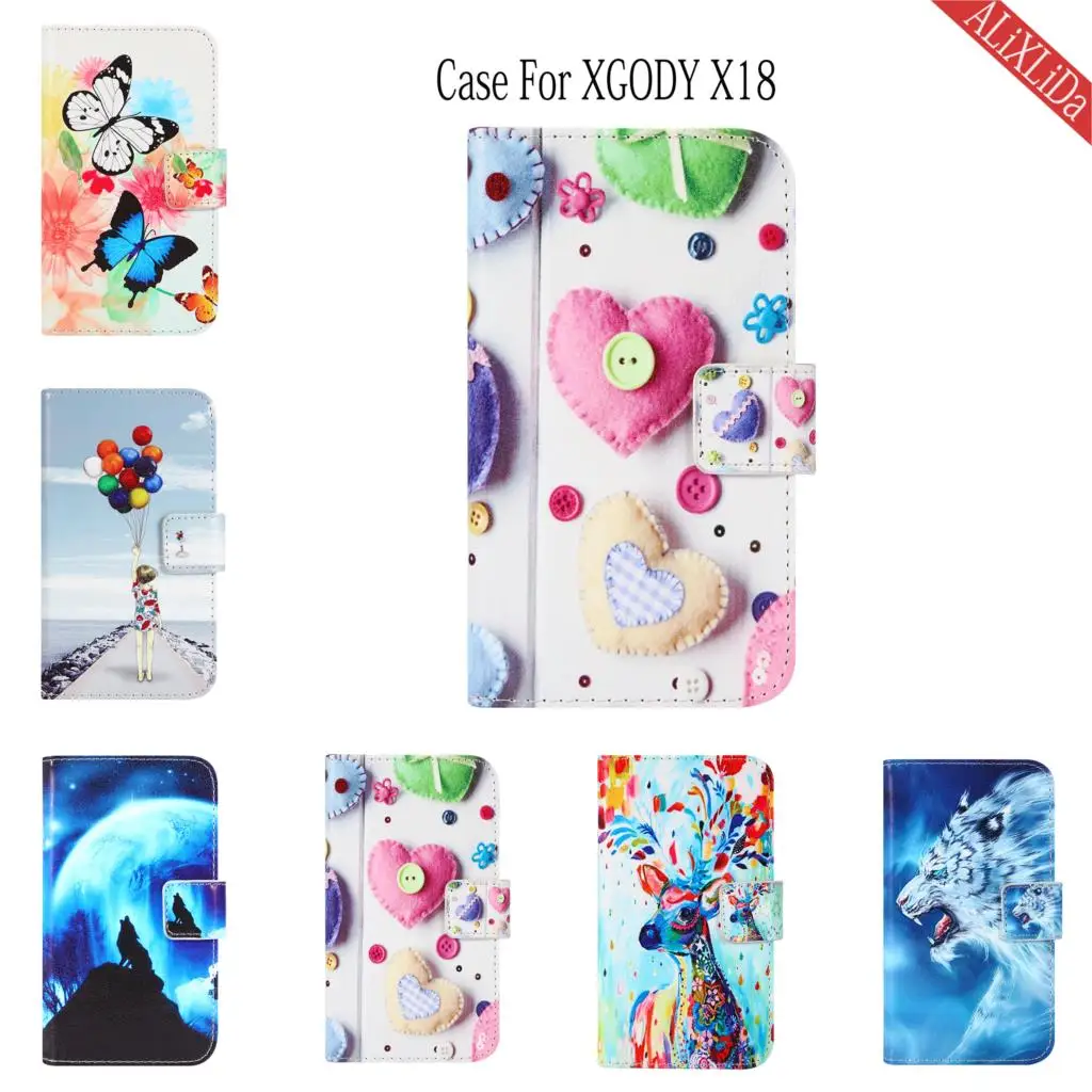 Xgody x18 케이스에 대 한 경우 패션 만화 패턴 고품질 가죽 보호 커버 휴대 전화 가방|플립 케이스| - AliExpress