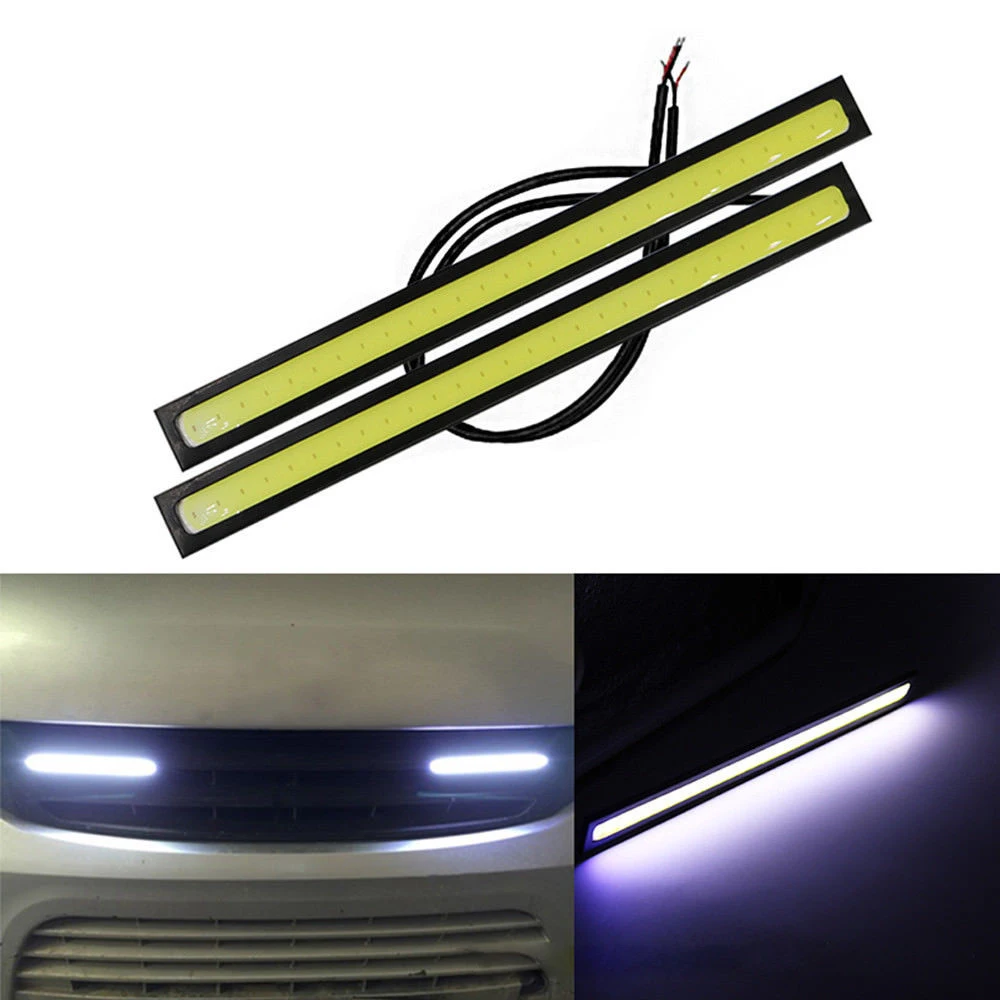 2Pcs 17CM Universal COB LED Strip Car Daytime Running Fog Lamp DRL ...