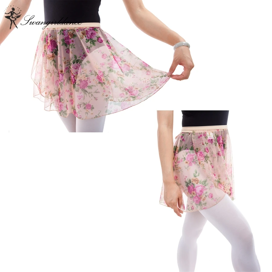 Buy Girls Printing Flowers Ballet Wrap Skirt Women Ballet Dance Skirt Adult