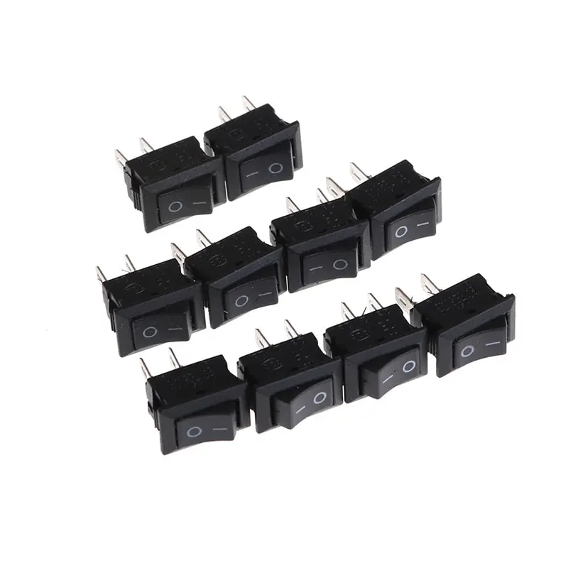 10Pcs Small Black Rocker Switch KCD1 11 250VAC/3A 6A 125V AC 2P ...