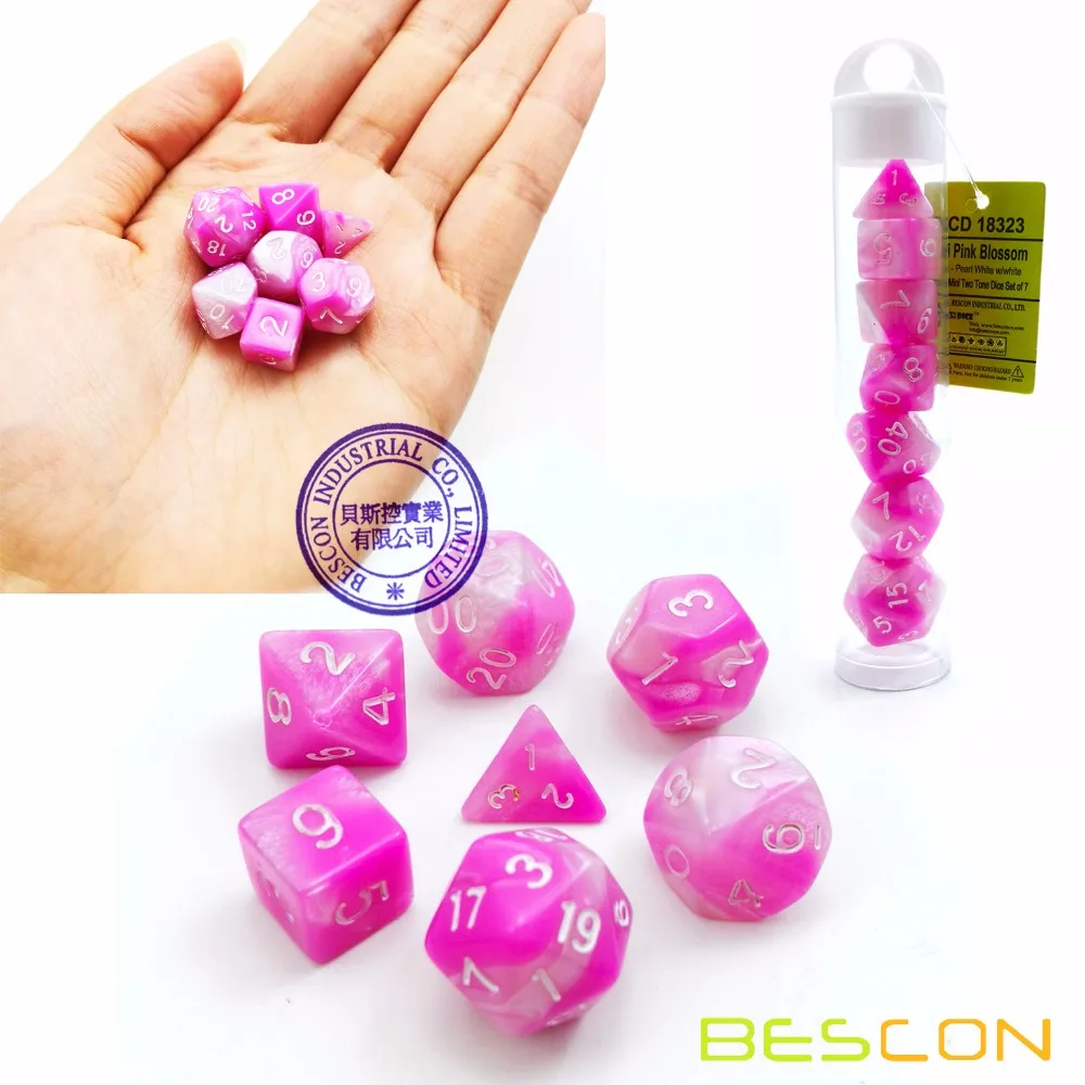 Bescon Mini Gemini Two Tone Polyhedral Rpg Dice Set 10mm, Small Mini ...
