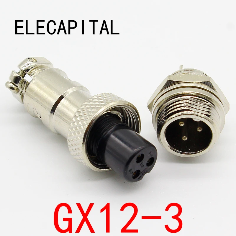 1pcs GX12 3 ขาชาย & หญิง 12 มม.แผงปลั๊กL89 GX12 Circular Connectorซ็อกเ ...
