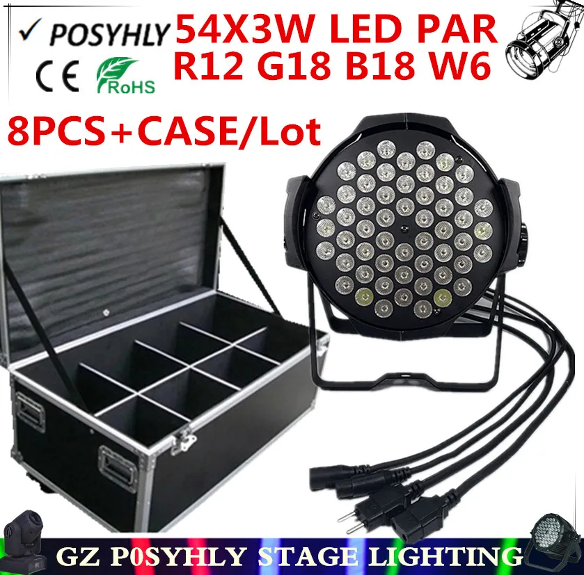 8pcs / 54x3w Led Par Light +case Flight , Rgbw Led Par Air Box Dmx512 ...