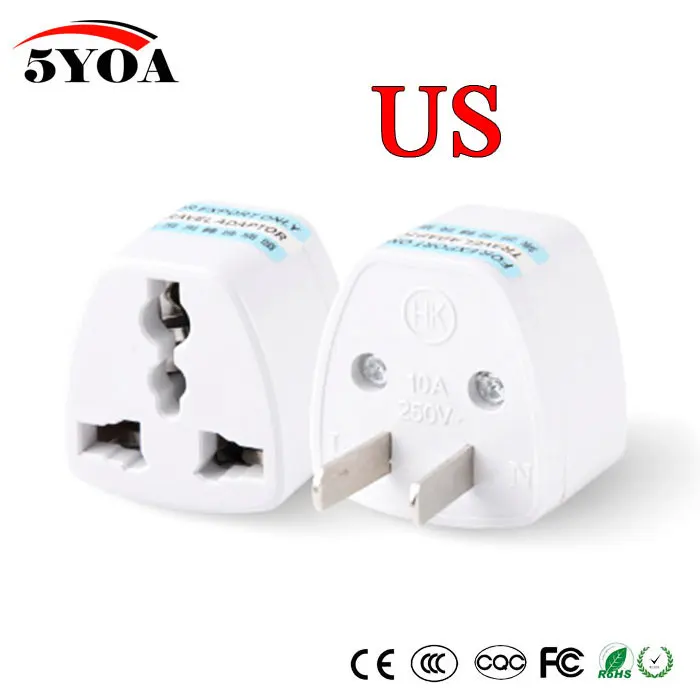 Universal Us Uk Au Eu To Us Plug Usa Euro Europe Travel Wall Ac Power ...