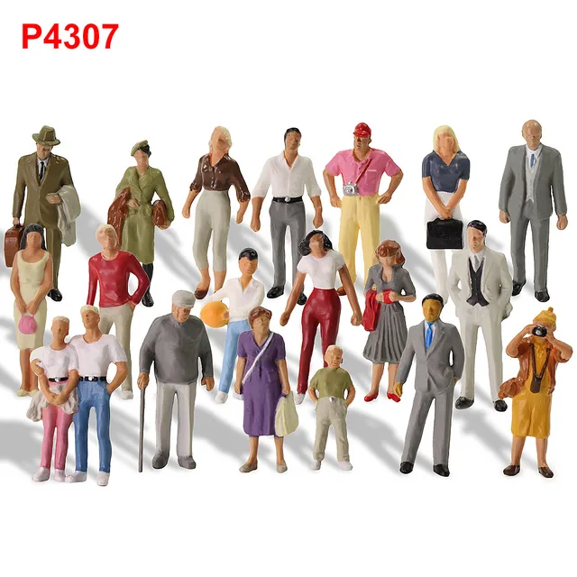 20pcs Model Railway O scale 1:43 Standing Painted Figures People 20 ...