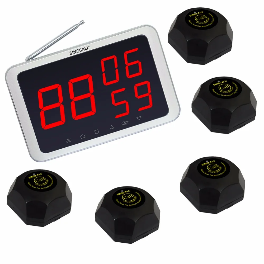 singcall-wireless-cafe-coffee-shop-service-system-5-one-button-pagers-and-1-fixed-host-room