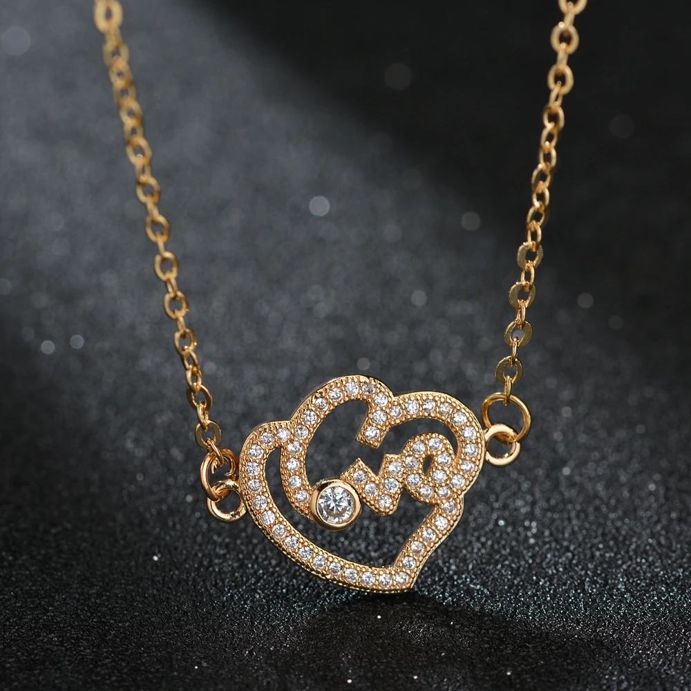 Myelo Korean Fashion Lovely Double Love Heart Pendants Necklaces For ...