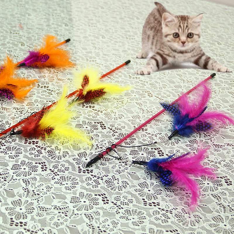 Fashion New Pet Supplies Funny Cat Stick Fishing Rods Feather Toys With ...