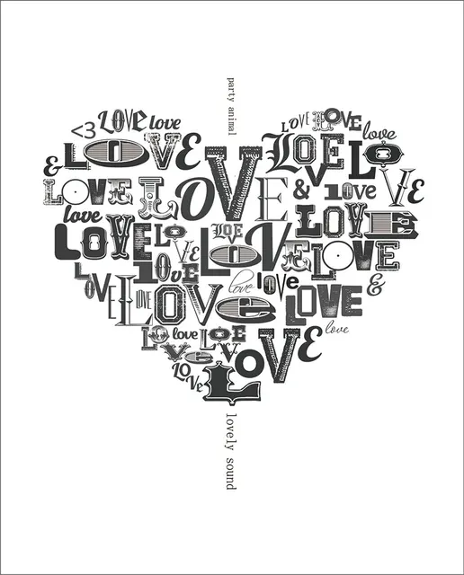 Modern Black and white Kawaii Canvas Painting A4 Large Art Prints ...