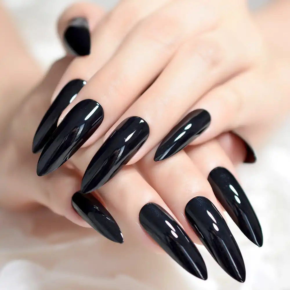 Metallic Mirror Extra Long Stilettos Sharp False Nail Metal Silver Fake