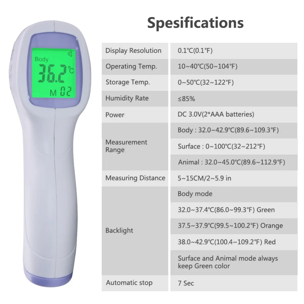 MrY Non-Contact IR Laser Digital Thermometer Infrared Thermometer ...