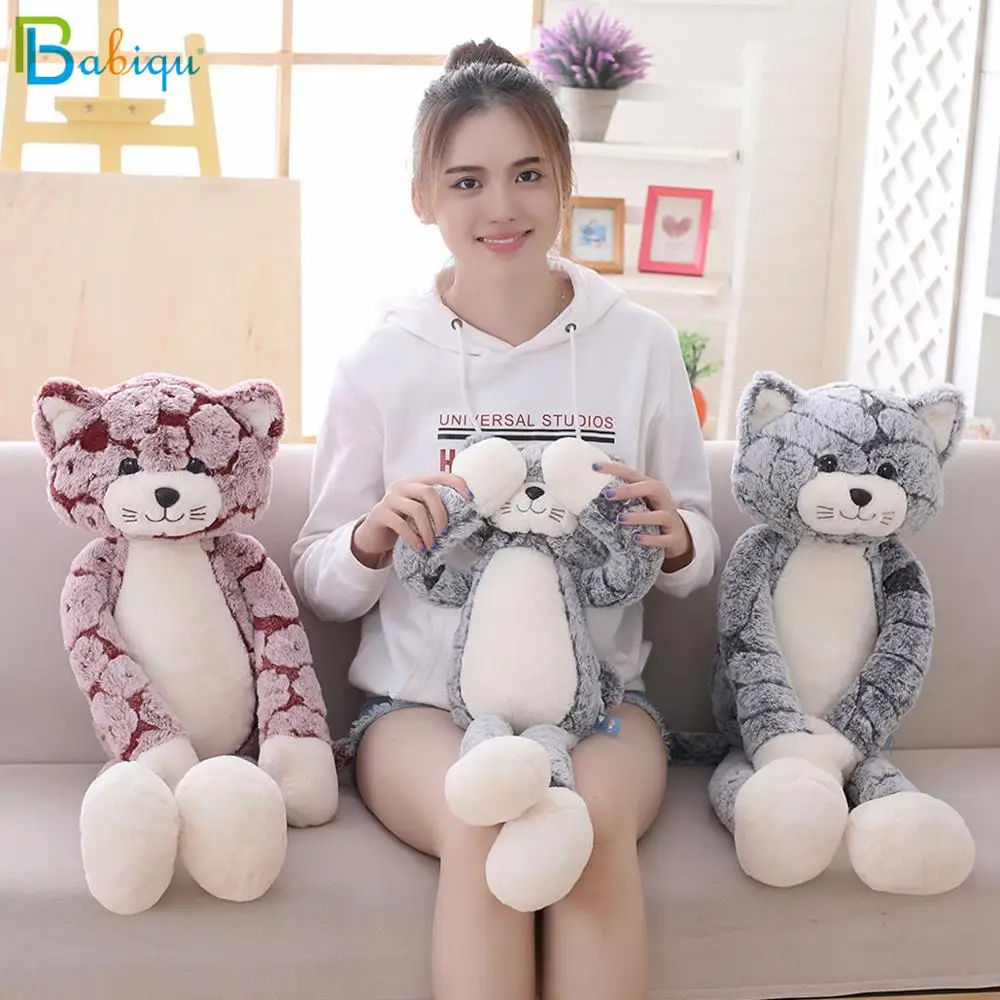 Lovely Anime Cat Doll 90cm Kawaii Cat Plush Toy Stuffed Black Gray Cat ...