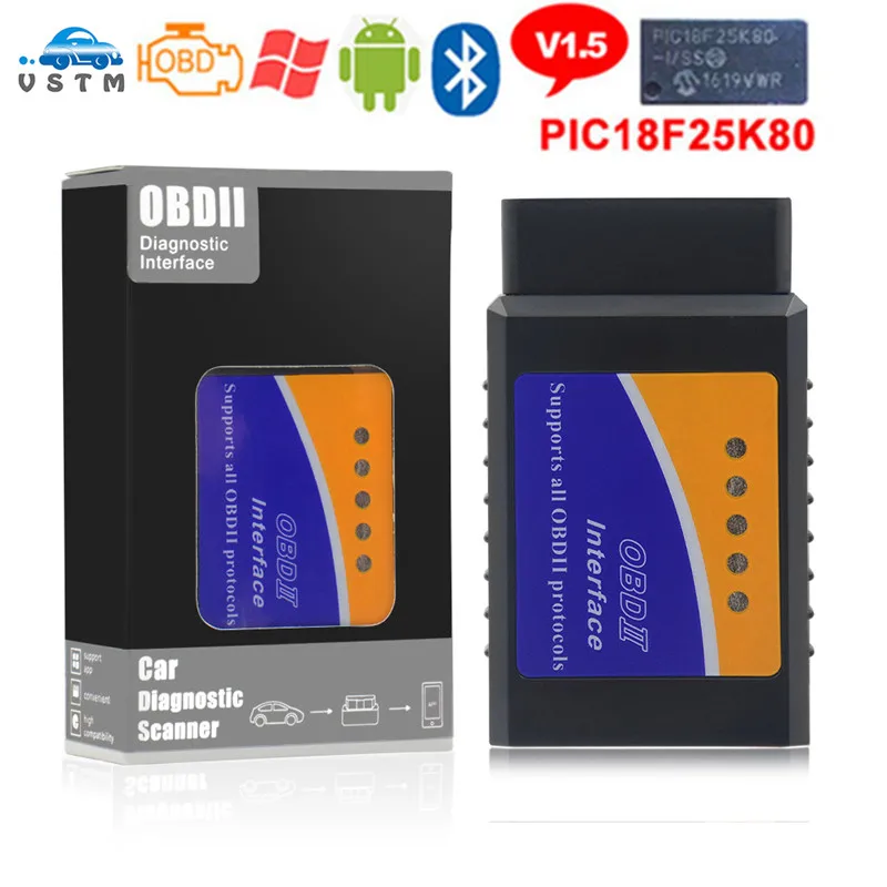 Mini escáner ELM327 V1.5 Super, BT PIC18F25K80 ELM327, Chip OBDII, v1.5 OBD2 elm327, Bluetooth ...