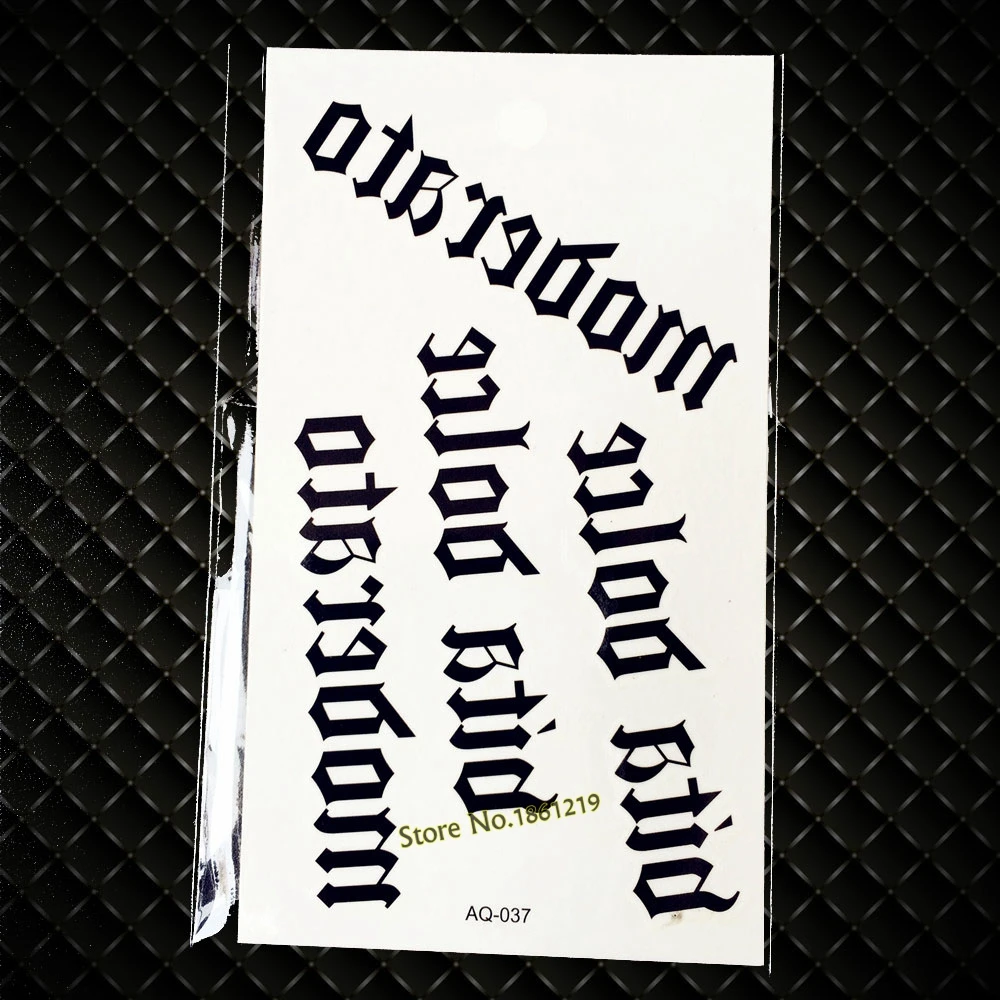 New Black Arm Letter Words Temporary Tattoo Sticker Waterproof Body Art ...