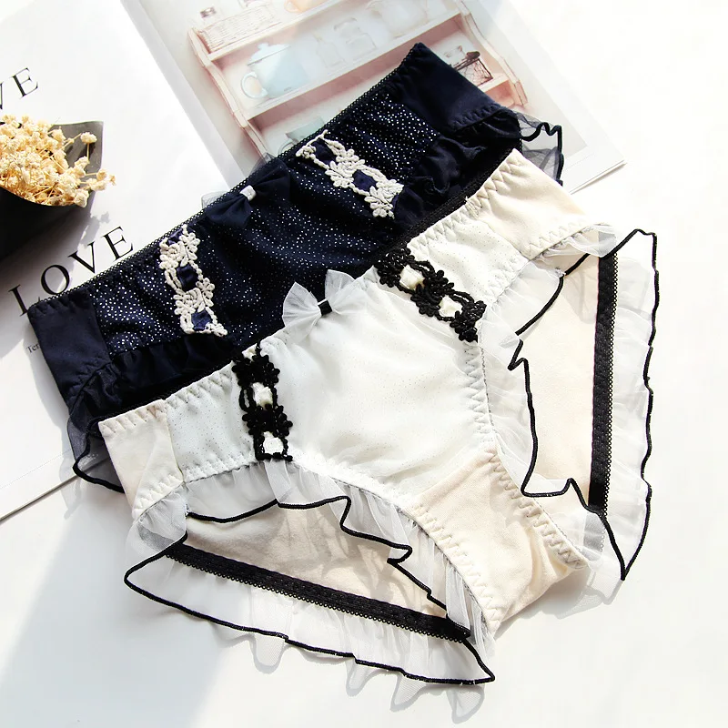 Ropa interior de princesa viento algodón pastel de hadas encaje flor ...