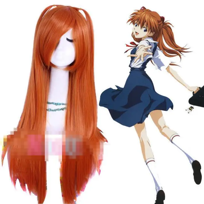 Hot Heat Resistant Party Haireva Evangelion Soryu Asuka Langleyl Orange Long Straight Cosplay