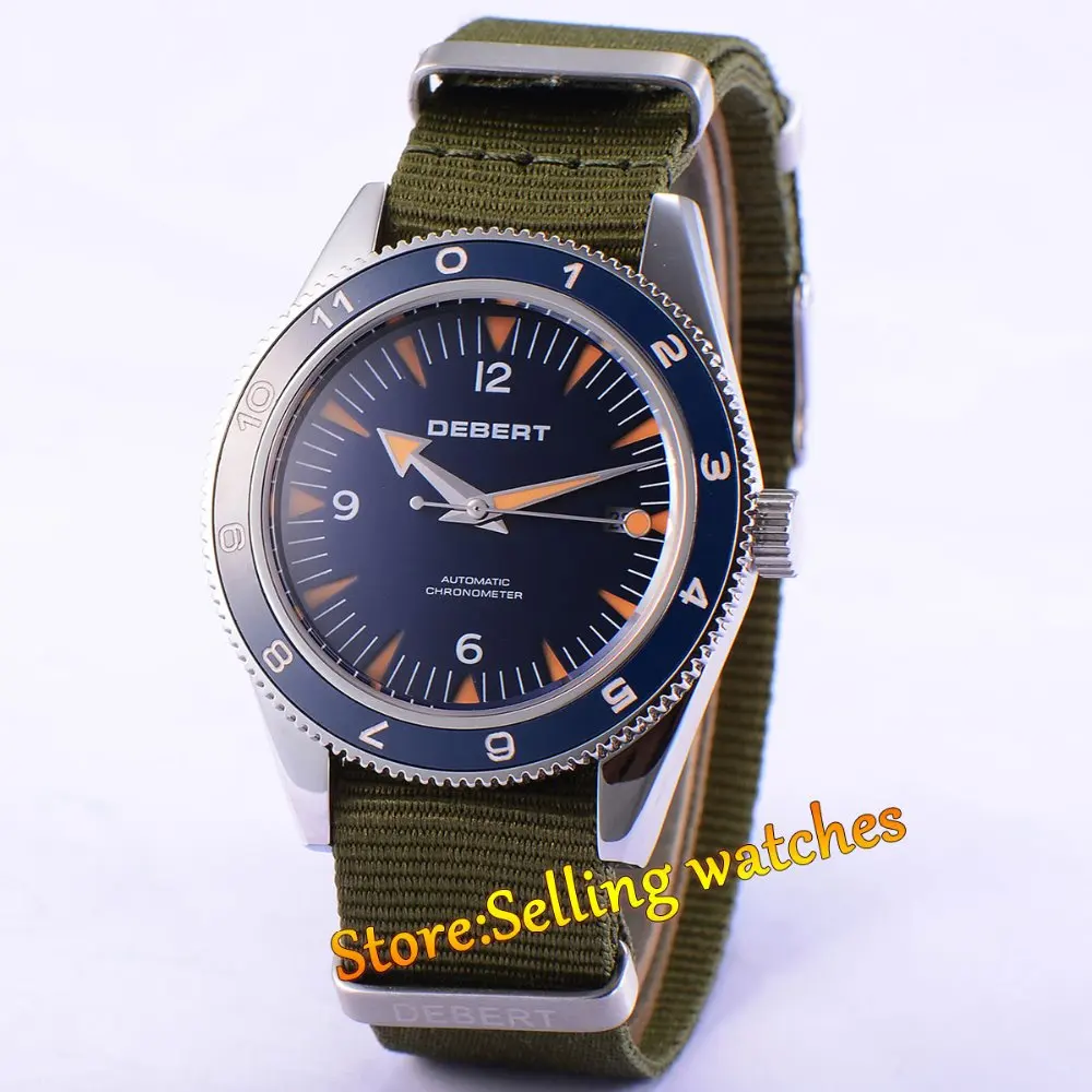 41mm debert blue dial ceramic bezel sapphire glass miyota Automatic ...