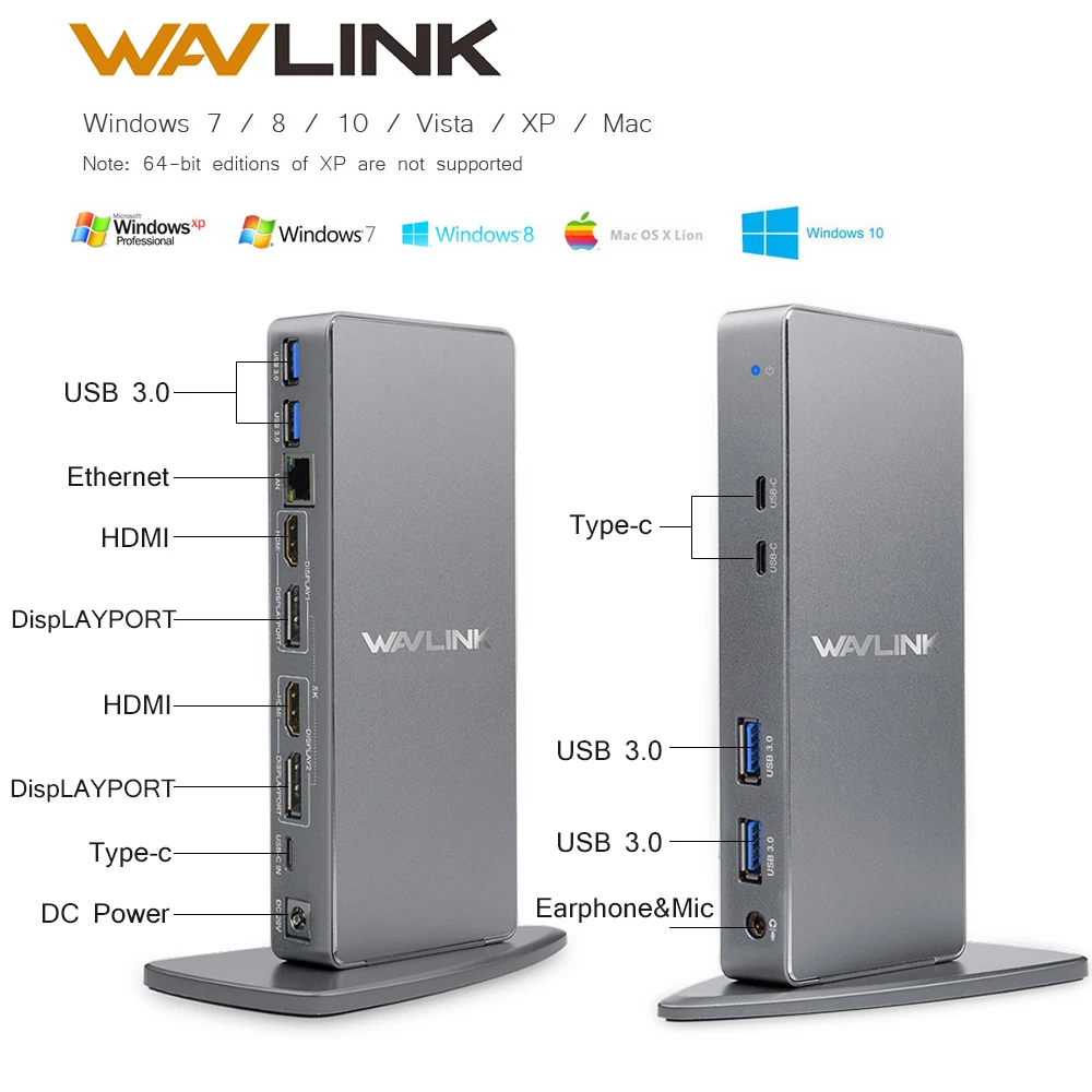Wavlink Usb Universal Laptop Docking Station Dual Video Hdmi Compatible ...