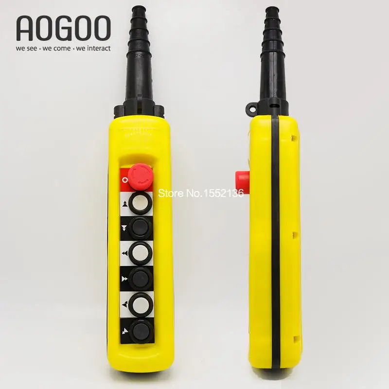 XAC-A6913 5A 6 Pushbuttons Double Speed Hoist Crane Pendant Control Stations With Emergency Stop ...