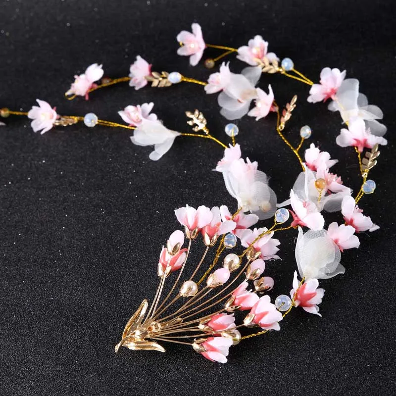 FORSEVEN Chinese Traditional Handmade Peach Blossom Crystal Bride Tiara ...