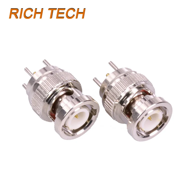 12pcs/lot BNC Male Plug Connector 4 Pins Center Solder Straight Chassis ...