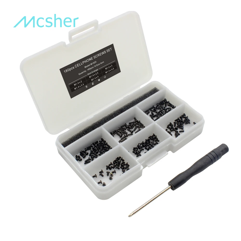 180Pcs M1.4 Series Cellphone Smartphone Screws Set Kit Phillips Wafer ...
