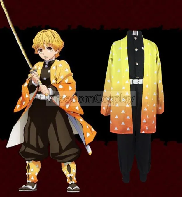 Demon Slayer Kimetsu No Yaiba Agatsuma Zenitsu Cosplay Costume ...