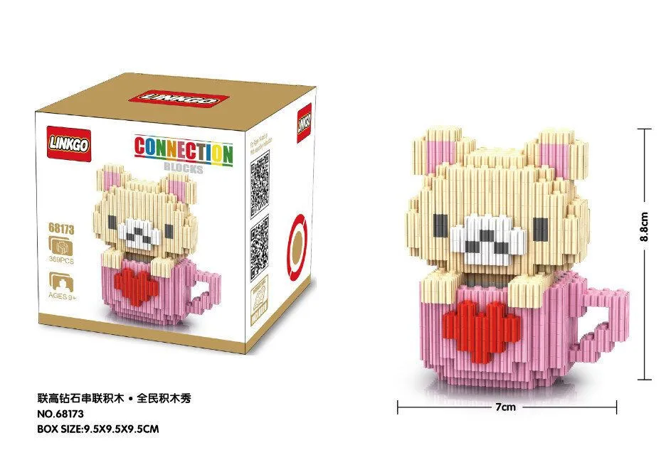 Linkgo Connection Building Blocks Cup Hello Kitty DIY Building Toys ...