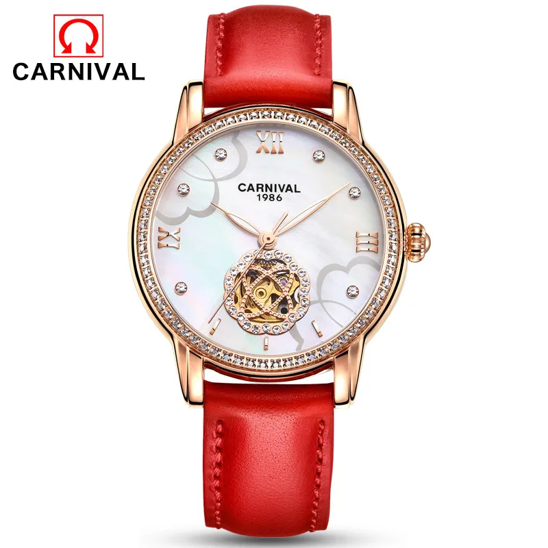 Carnival Luxury Automatic Watch Women Diamond Gold Mechanical Watches ...