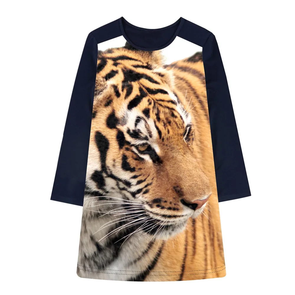 party Girls dresses kids clothes fashion Animal tiger Pattern baby ...