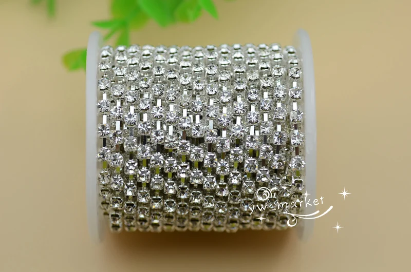 ss16 Crystal rhinestone chain silver for sewing on|rhinestone chain ...