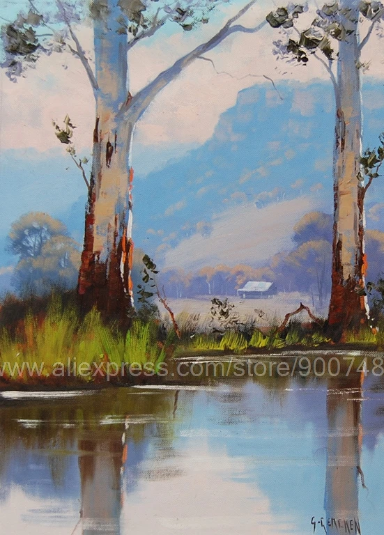 Valley Oil Painting On Canvas Farm Traditional Australian Landscape By ...