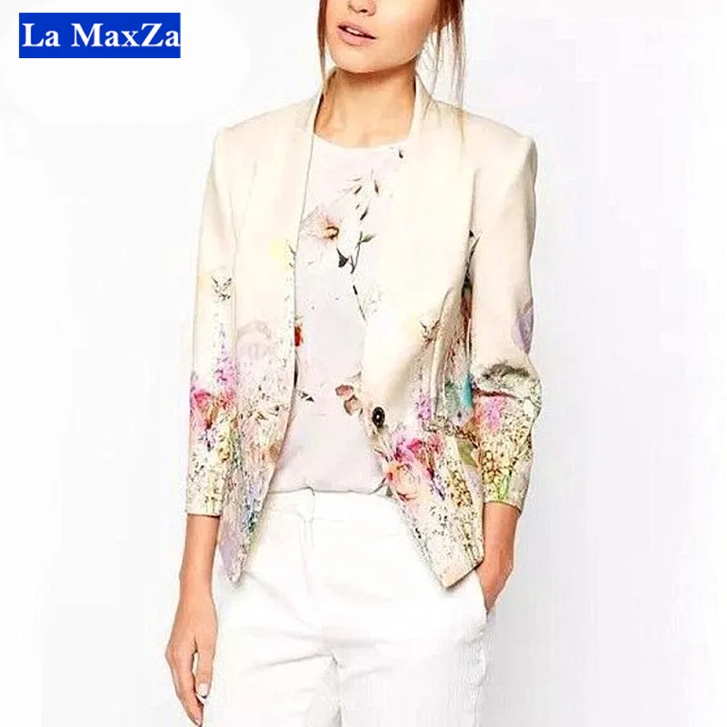 Aliexpress.com : Buy 2018 New Women Floral Blazer Elegant Single ...
